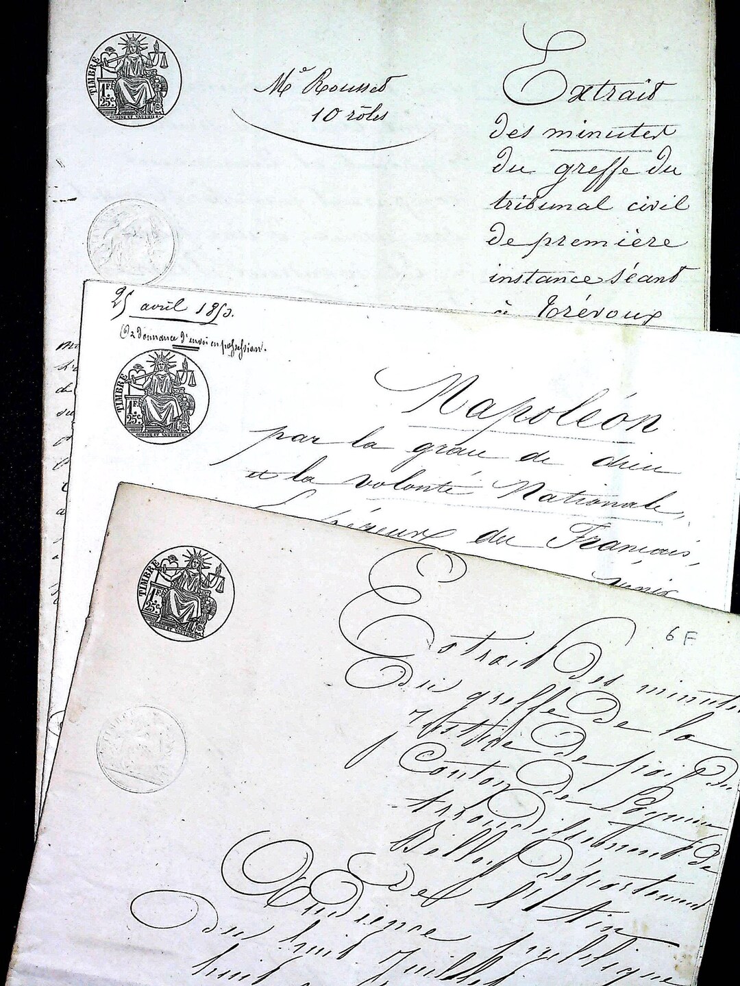 Handwritten Old French Legal Documents Dating From 1825 Ephemera Junk ...