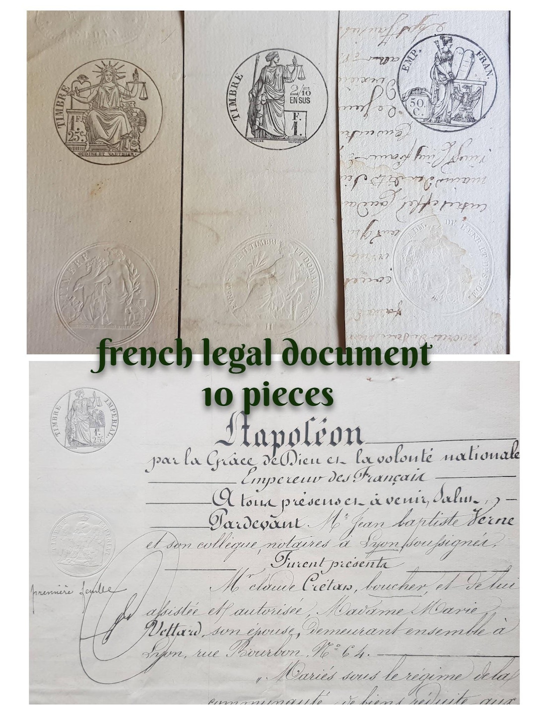 19th-century French Documents: Napoleon, Emperor. Instant Digital ...