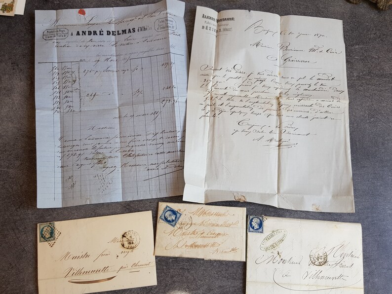 Craft Supplies & Tools Antique Sets 5 very old letters from France ...
