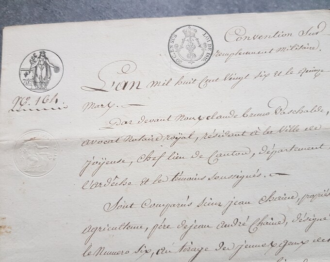 19thc Antique French Calligraphy Notary's Document Inventory Legal ...