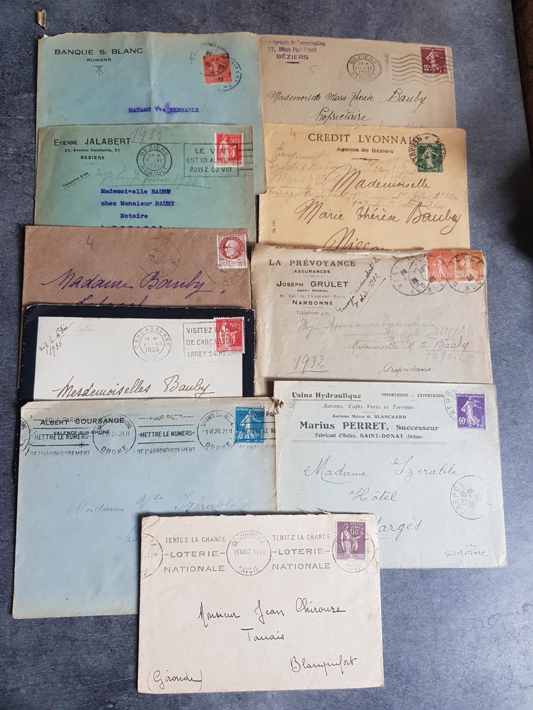 Set of 10 Very Old Letters From France From the 1800s and 1900s ...