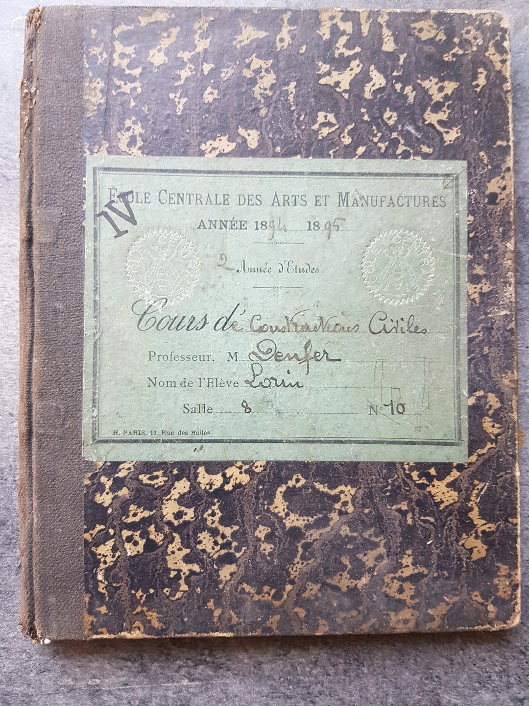 Old School Notebook. Year 1894 -1895 . Old School. Ancient French. Very ...