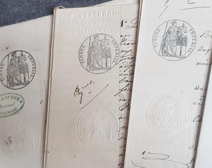 Manuscript-lot of Old Papers 1810-1870 Napoleon III French Republic ...