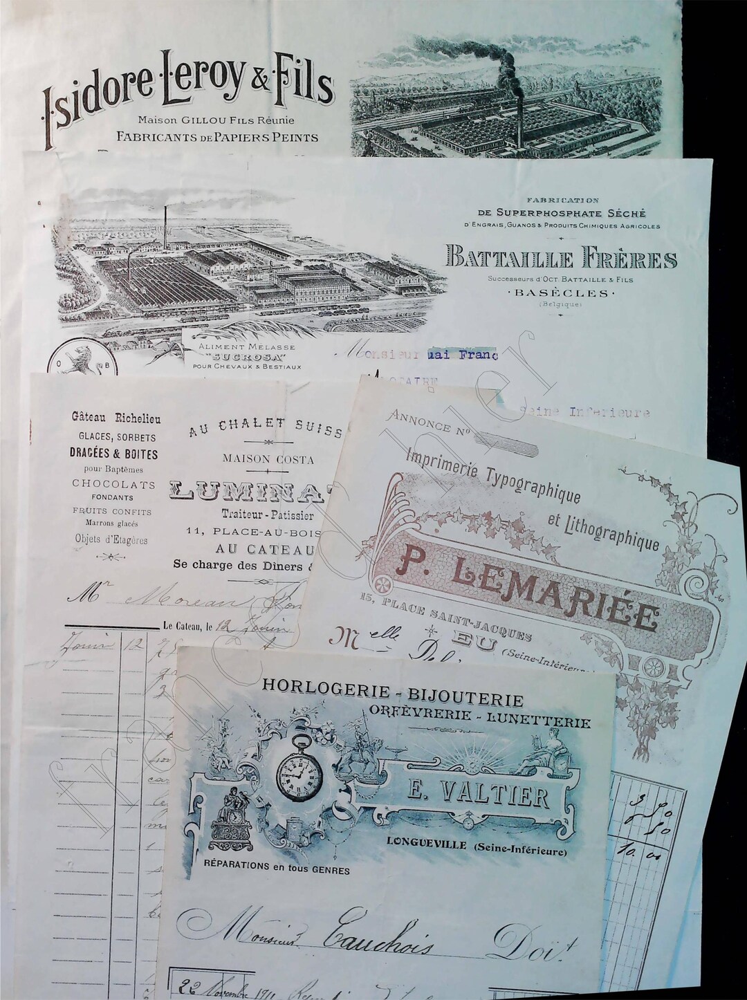 Vintage Digital Letterheads in French Digital French Invoices to ...