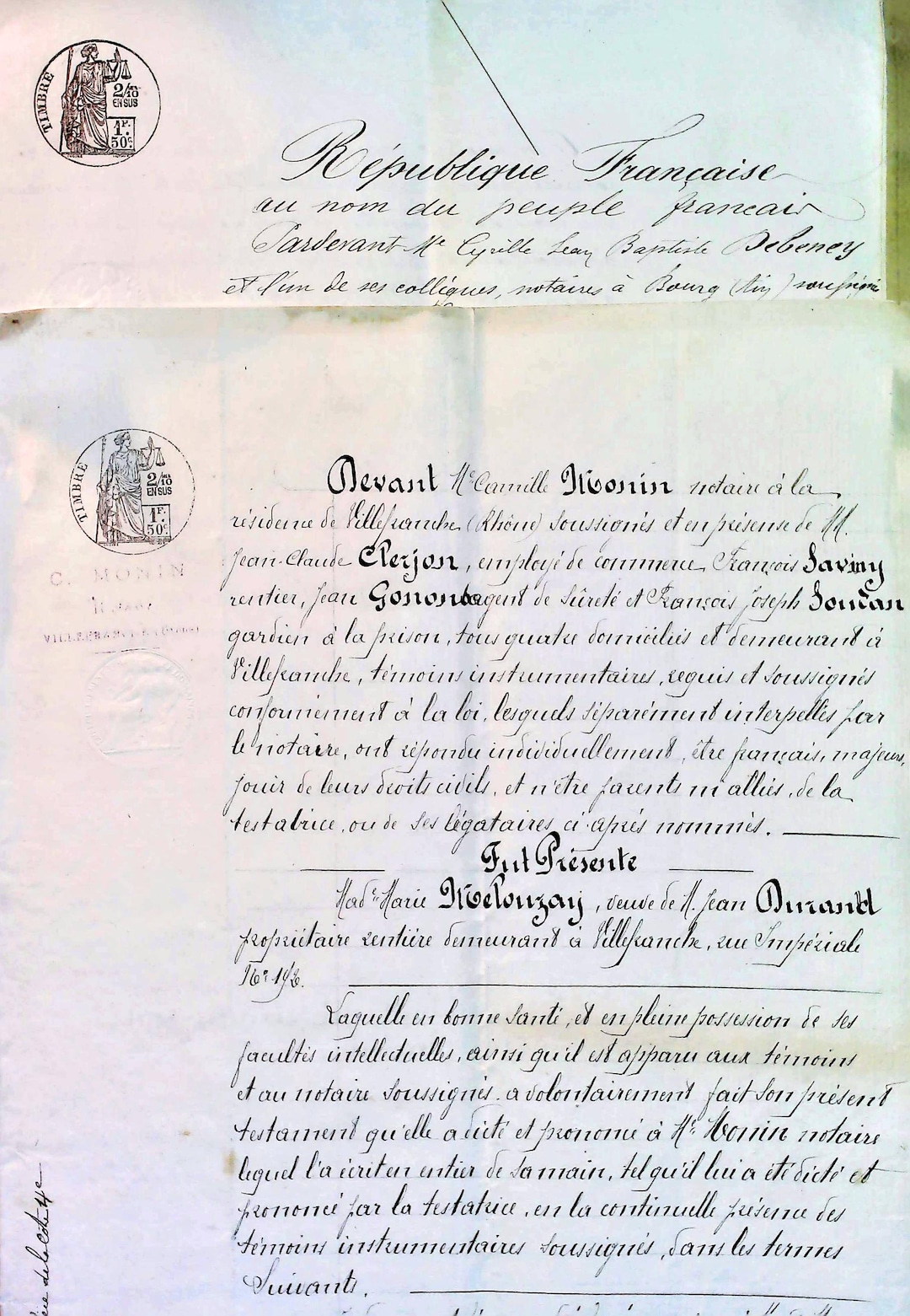French Documents From the 1800s, Ancient Legal Papers With Seals, Fine ...