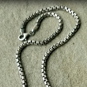 4mm Sterling Box Chain Necklace Antiqued Silver Rounded Box - Etsy