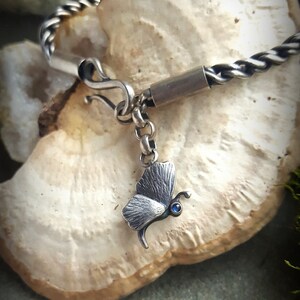 Moth Bracelet on Twisted Rope With Ruby, Emerald or Sapphire Cabochon ...