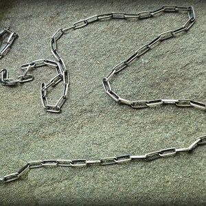 Oblong Link Chain Necklace, Sterling Rectangle Chain Necklace, 2.5mm ...