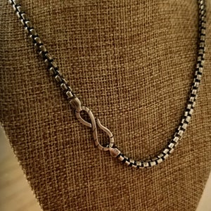 4mm Sterling Box Chain Necklace, Antiqued Silver Rounded Box Link ...