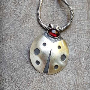 Ladybird Necklace, Garnet Sterling Ladybug, Gemstone Ladybug Necklace ...