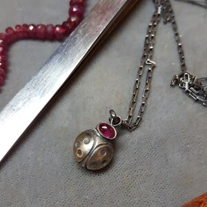 Ladybug Charm Necklace Silver Ladybug Gemstone Ladybug | Etsy