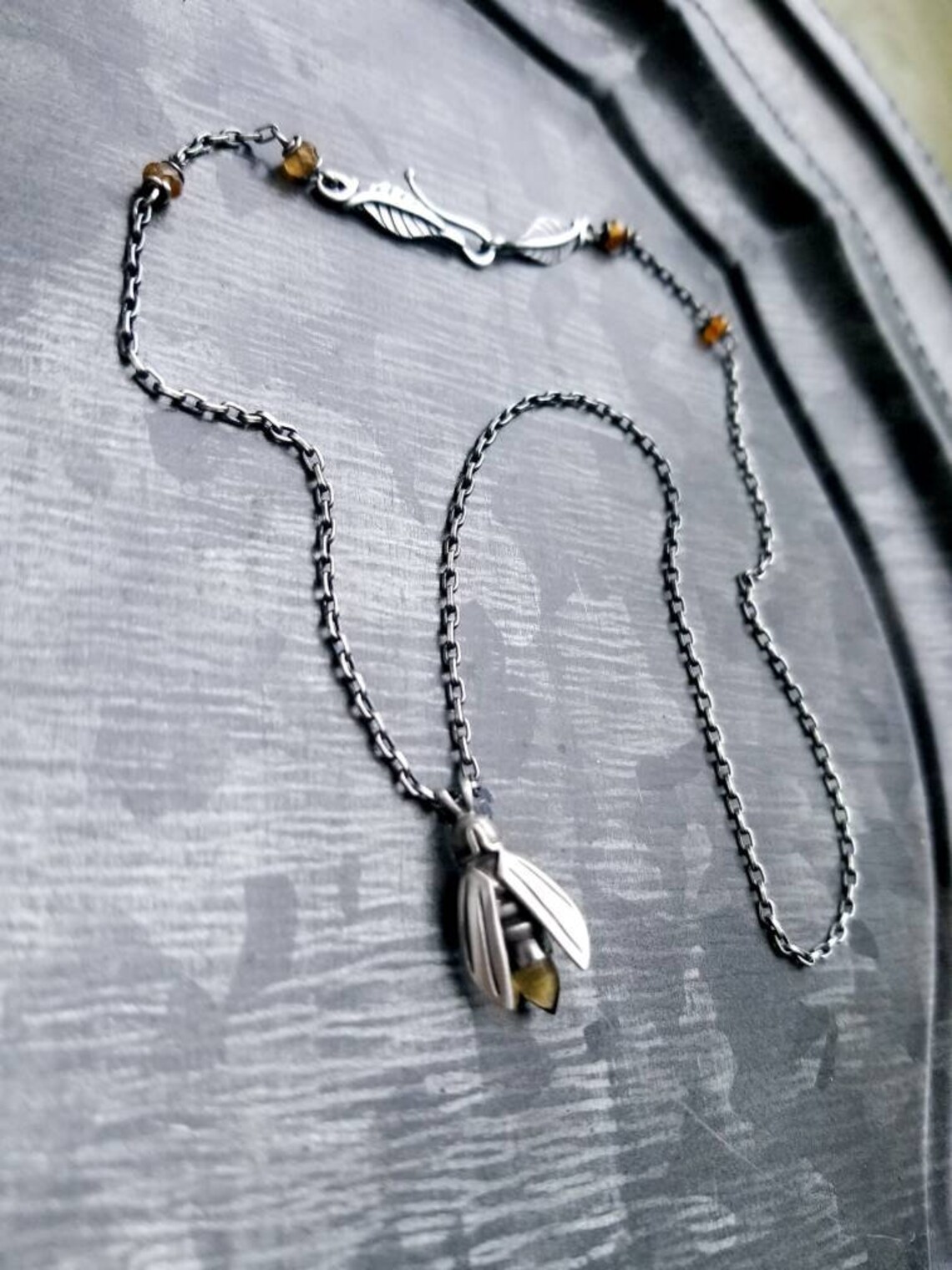 Firefly Necklace Sterling Firefly Leaf Clasp Nature - Etsy