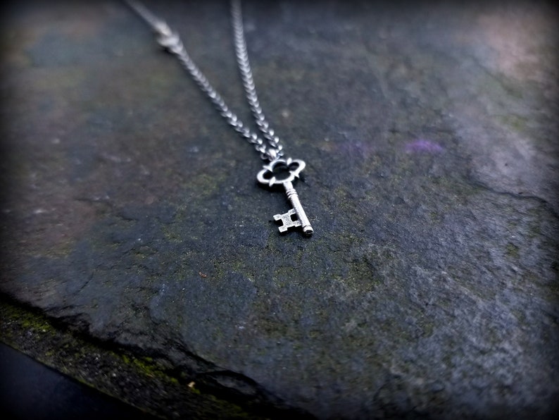 Cybele Key Necklace, Delicate Key Charm Necklace, Silver Key Charm ...