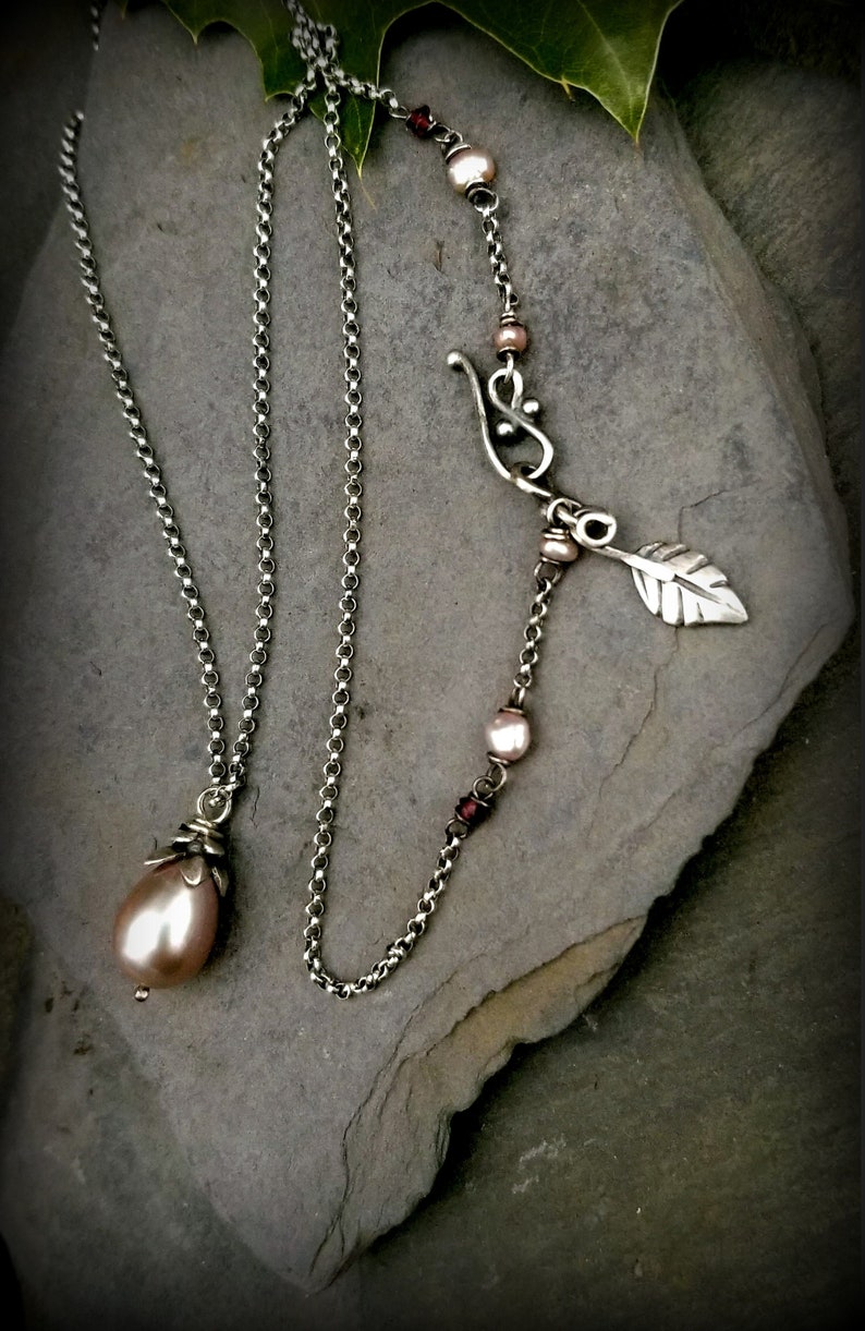 Pink Pearl Necklace Botanic Pearl Necklace June Birthstone - Etsy