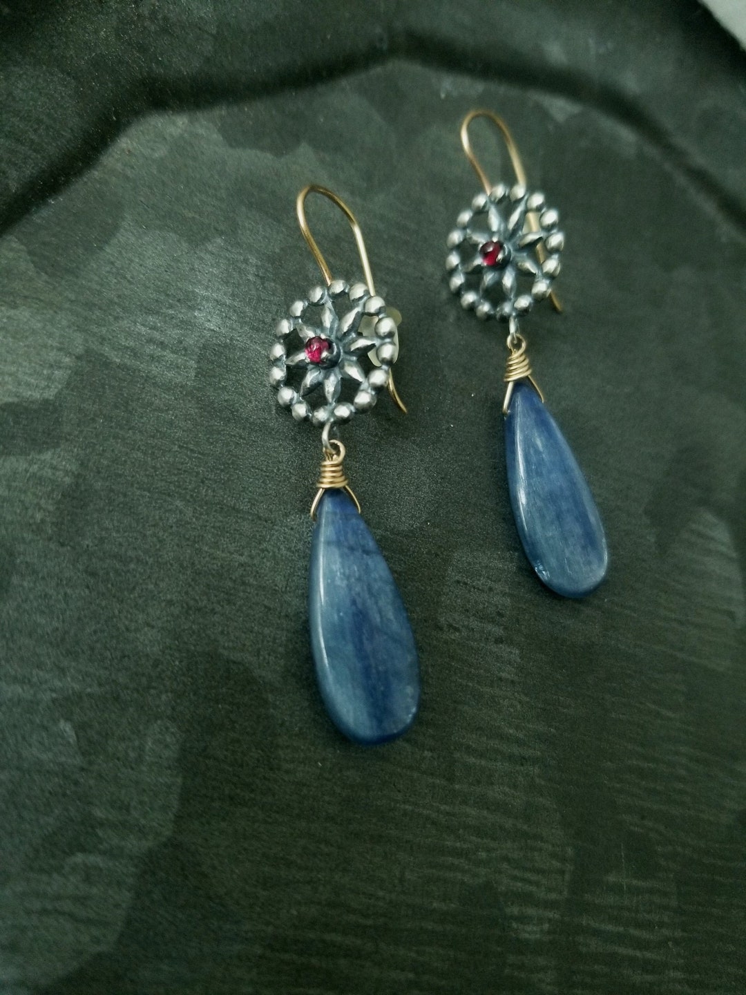Ruby Star Medallions With Kyanite Drops, 14k Gold and Sterling Star ...