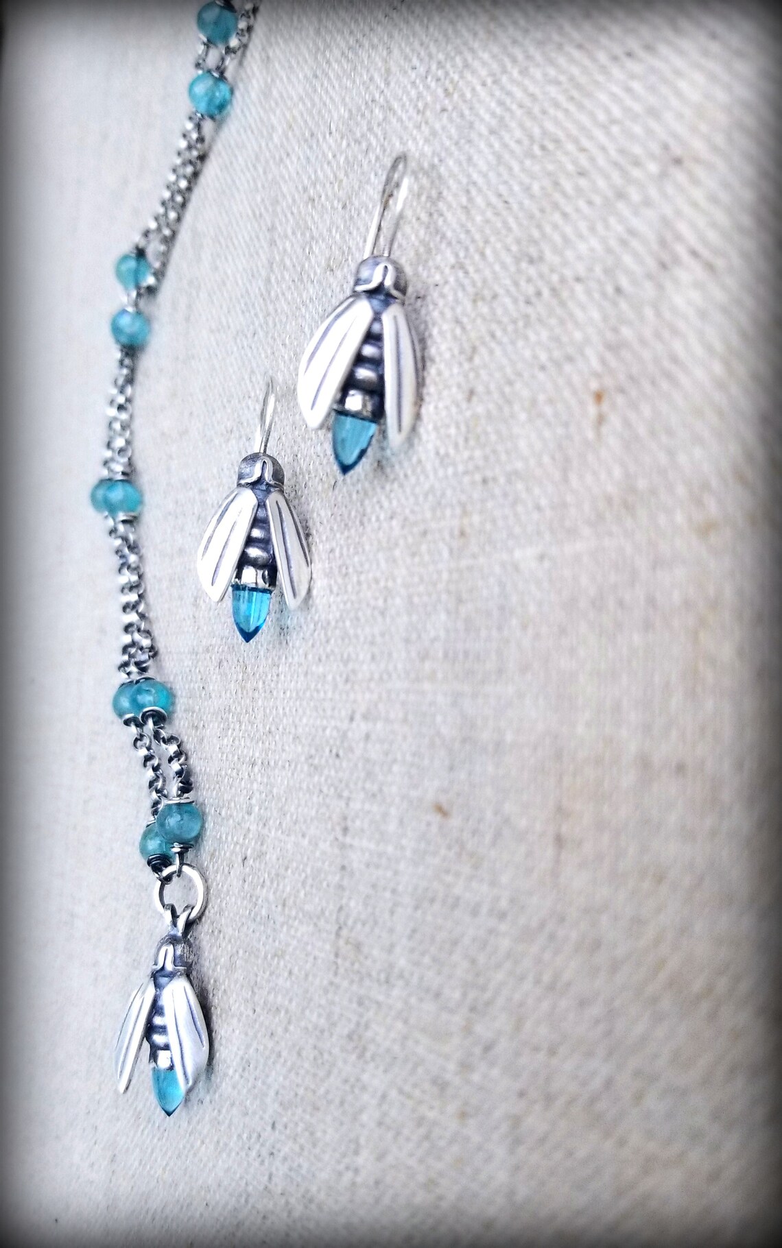 Blue Ghost Firefly Earrings Sterling Firefly Earrings Blue - Etsy