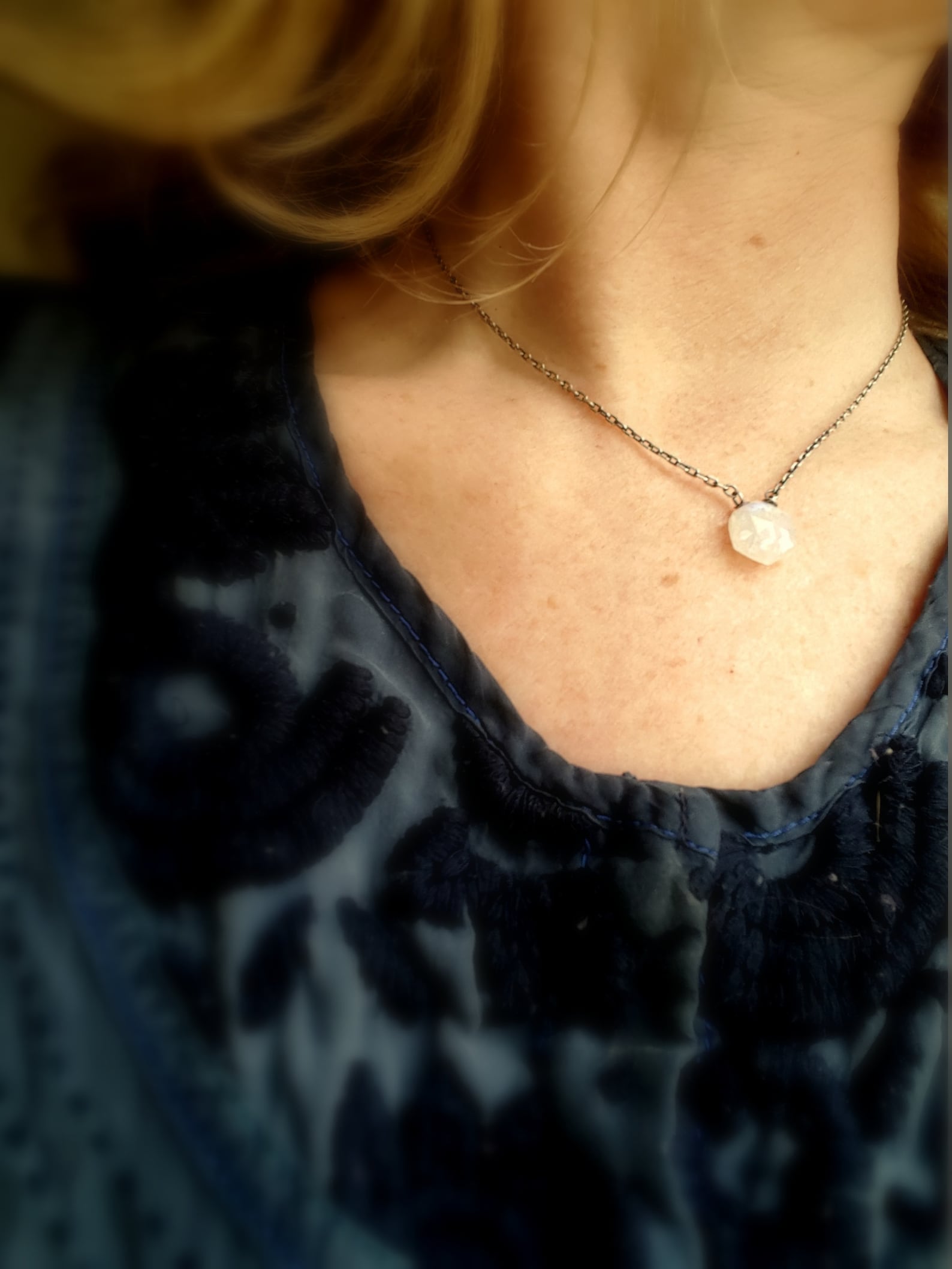 Magic Moonstone Hexagon Necklace, Faceted Moonstone Amulet, Antique ...