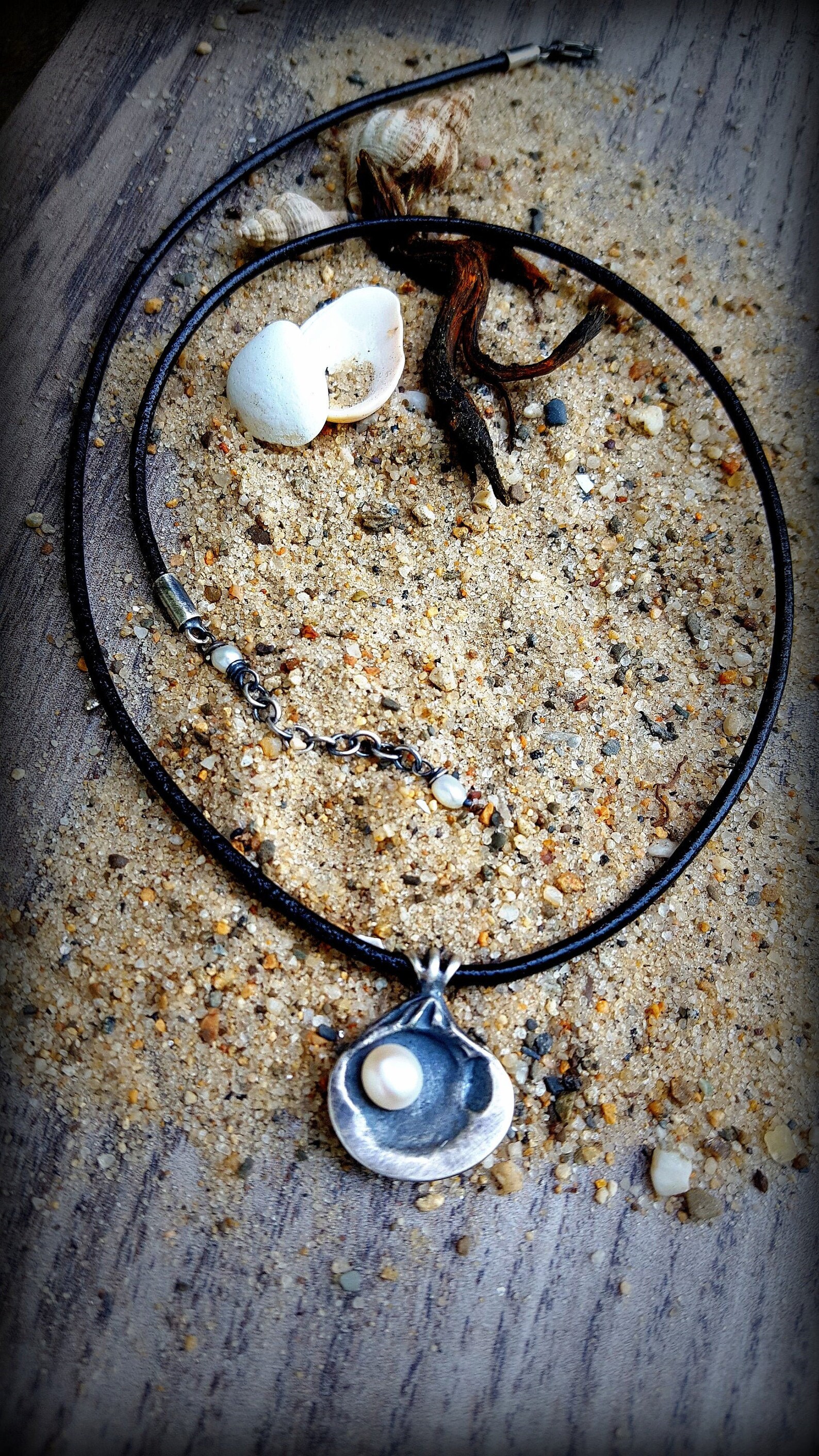 Shell Necklace Seashell Charm Pearl Shell Necklace - Etsy