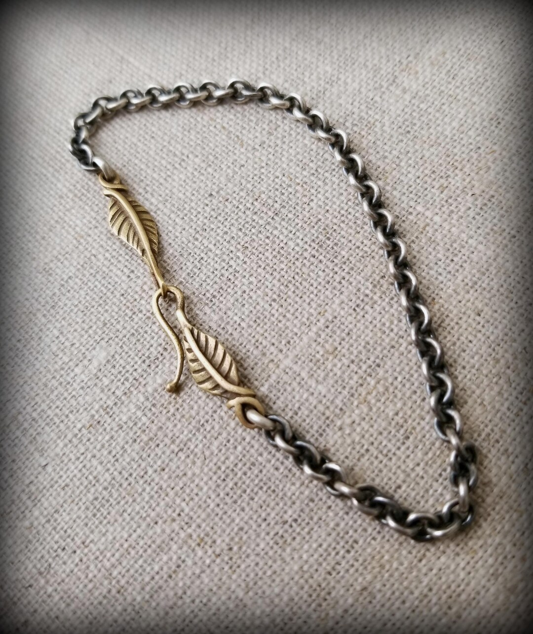 Leaves Bracelet, Cable Chain Bracelet, Leaf Bracelet, Botanical ...