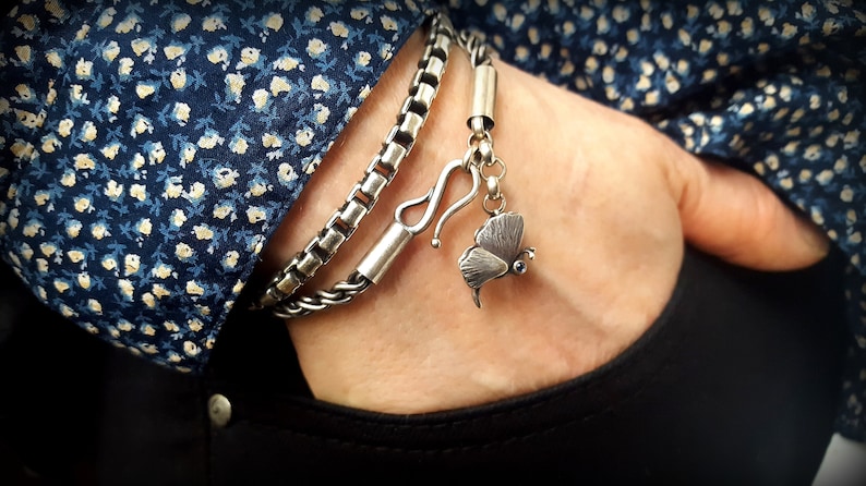 Moth Bracelet on Twisted Rope With Ruby Emerald or Sapphire - Etsy