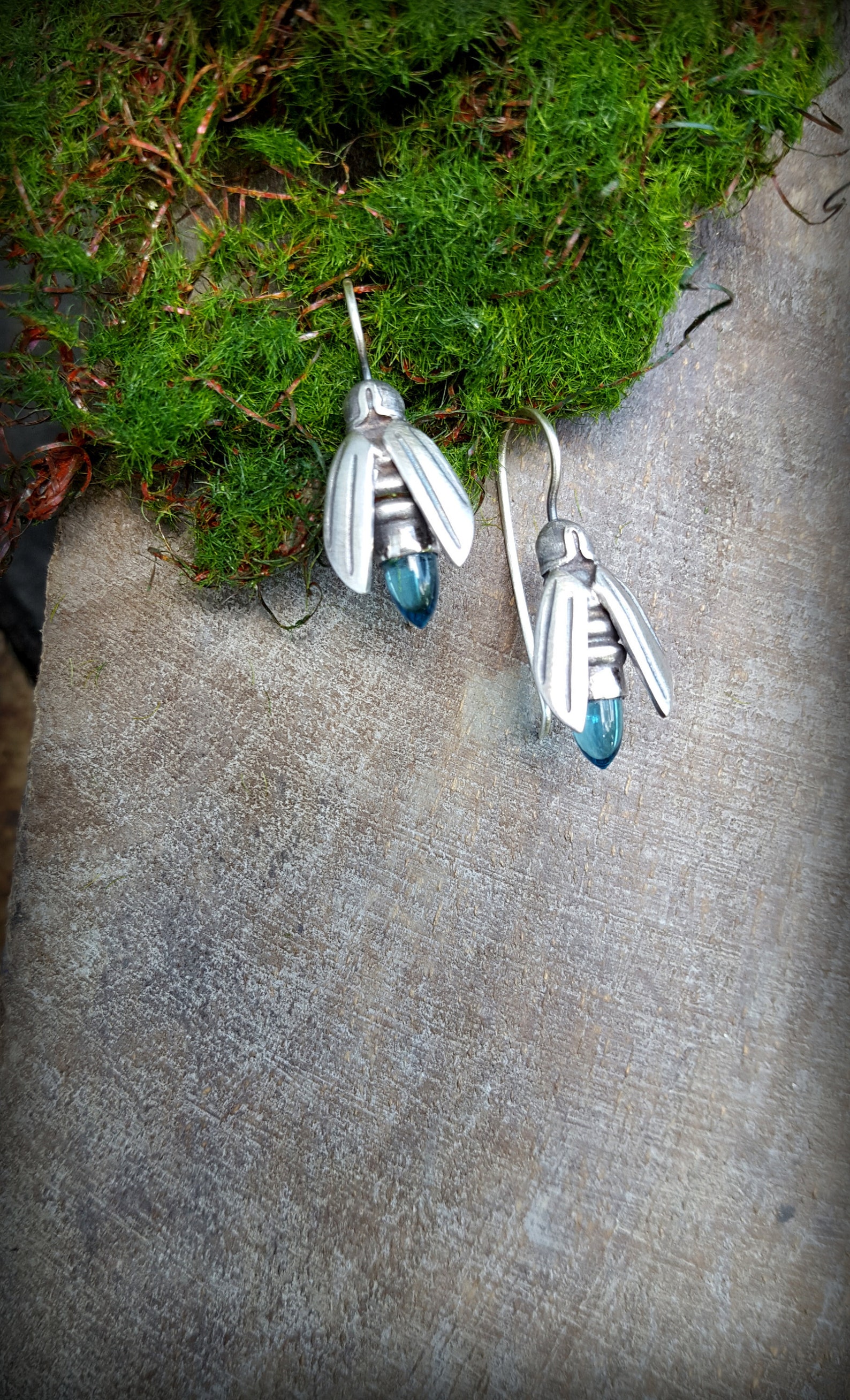 Blue Ghost Firefly Earrings Sterling Firefly Earrings Blue - Etsy