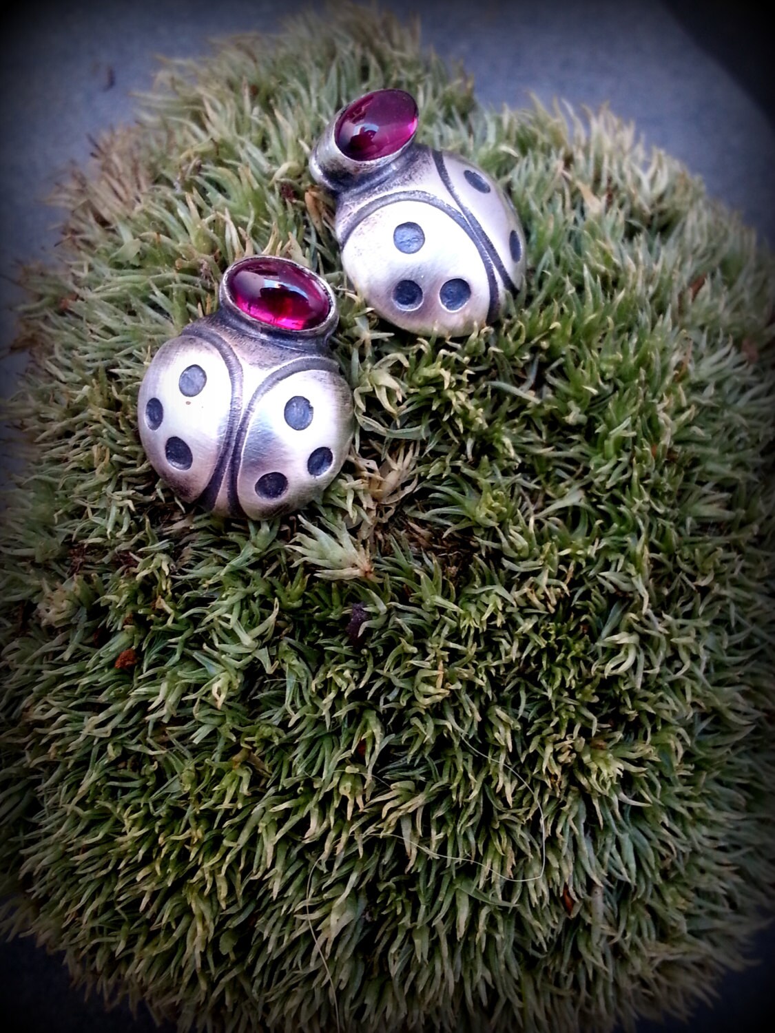 Ladybug Earrings Silver Ladybugs Gemstone Ladybug Stud | Etsy
