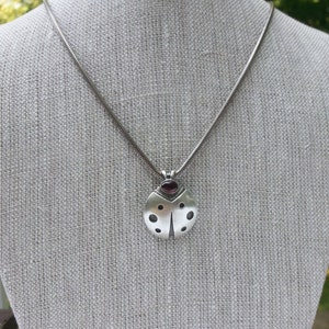 Ladybird Necklace, Garnet Sterling Ladybug, Gemstone Ladybug Necklace ...