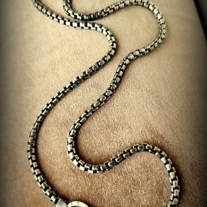 4mm Sterling Box Chain Necklace, Antiqued Silver Rounded Box Link ...