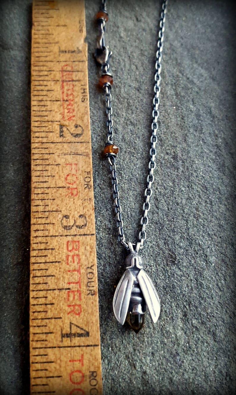 Firefly Necklace Citrine Firefly Sterling Insect Amulet - Etsy
