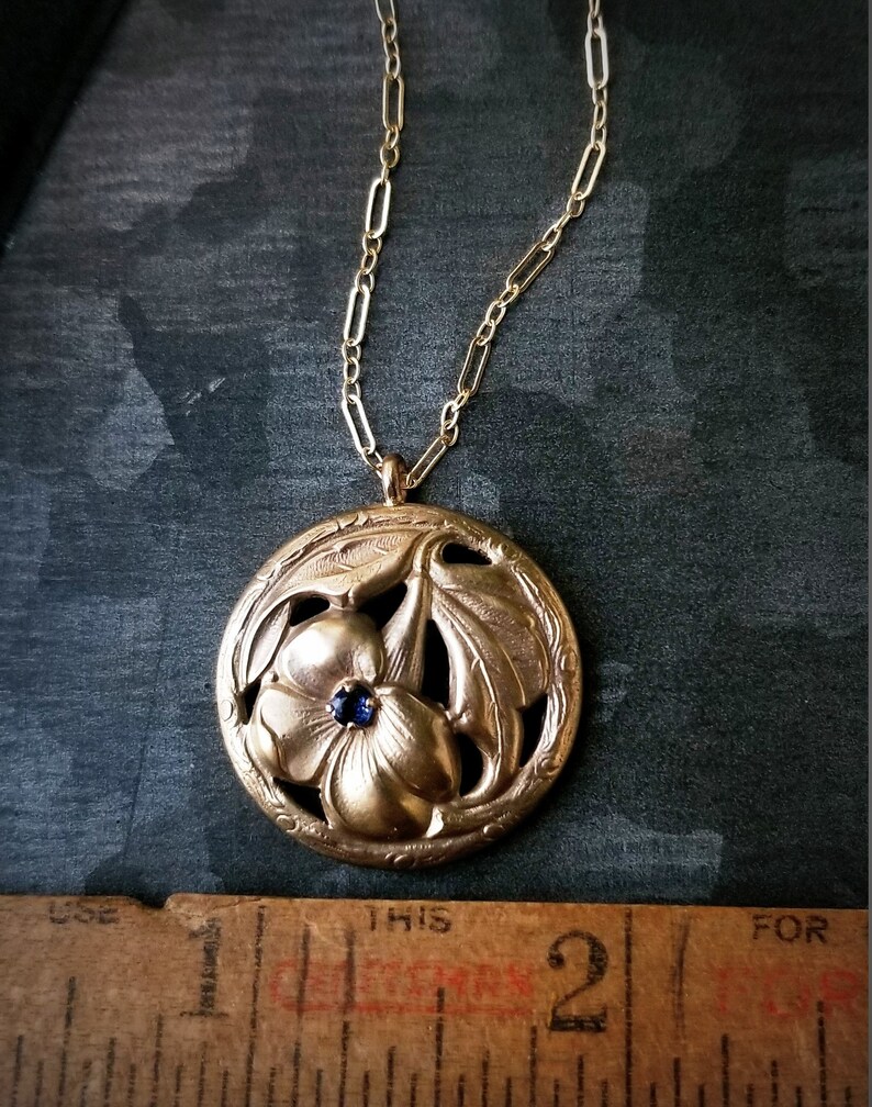 Sapphire and Solid Gold Medallion Necklace, Faceted Sapphire Gold ...