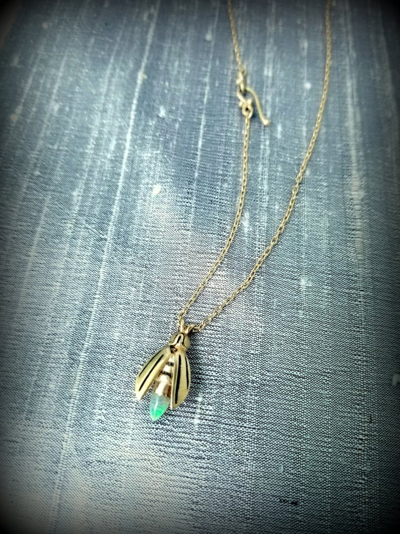 14k Gold Firefly Necklace Gemstone Firefly Necklace 14k Gold - Etsy