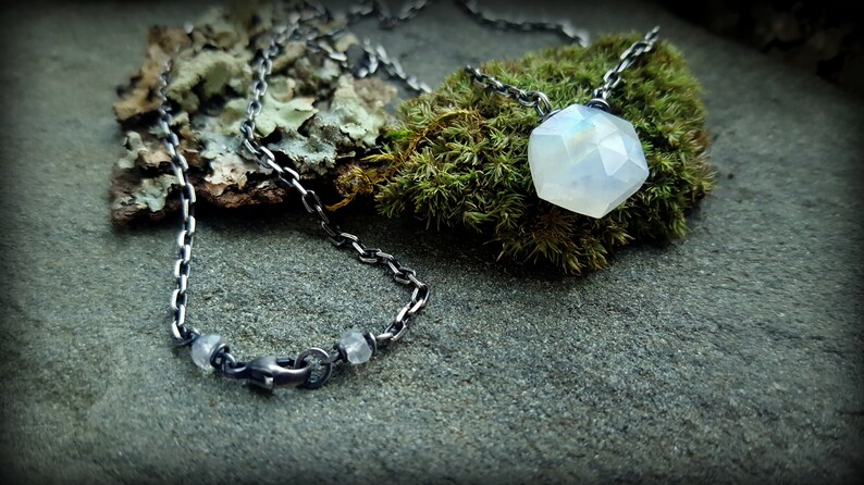 Magic Moonstone Hexagon Necklace Faceted Moonstone Amulet - Etsy