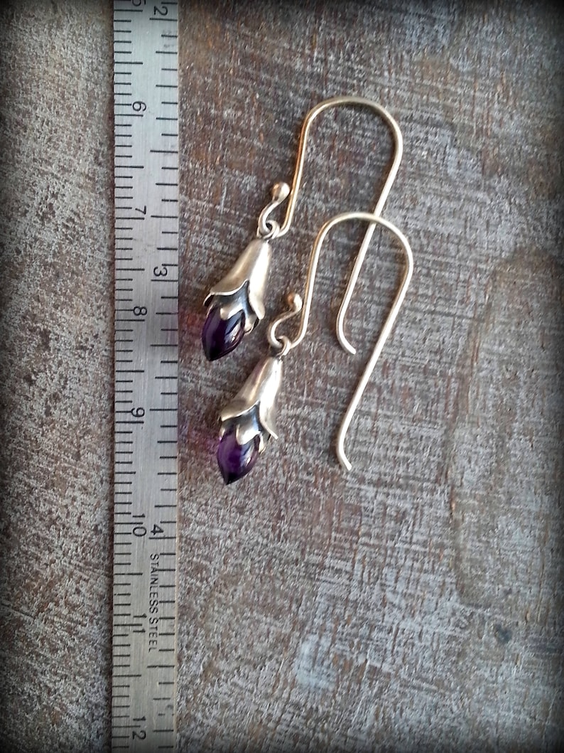 Amethyst Bud Earrings, Gemstone Buds, Amethyst Drop Earrings, Feb ...