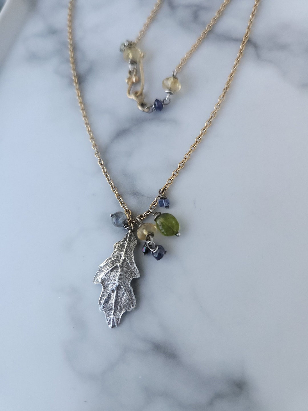 Mixed Metals Oak Leaf Necklace, New England Oak Leaf, 14kt Chain Hook ...