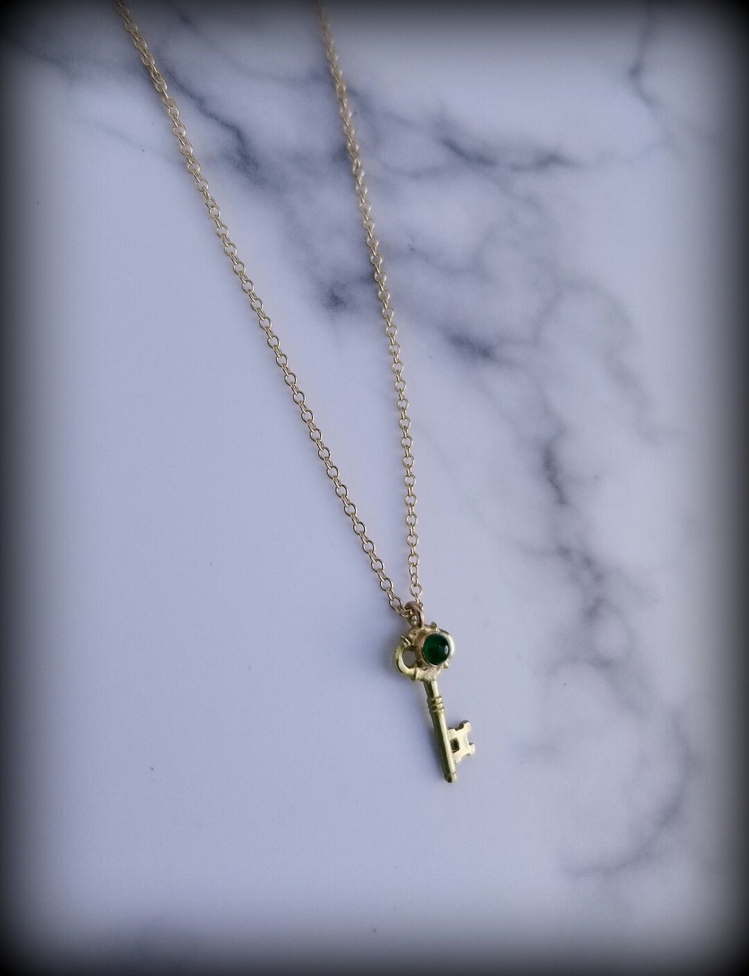 Sapphire 14k Key Charm Necklace, Ancient Sterling Key, Antique Gem Key ...