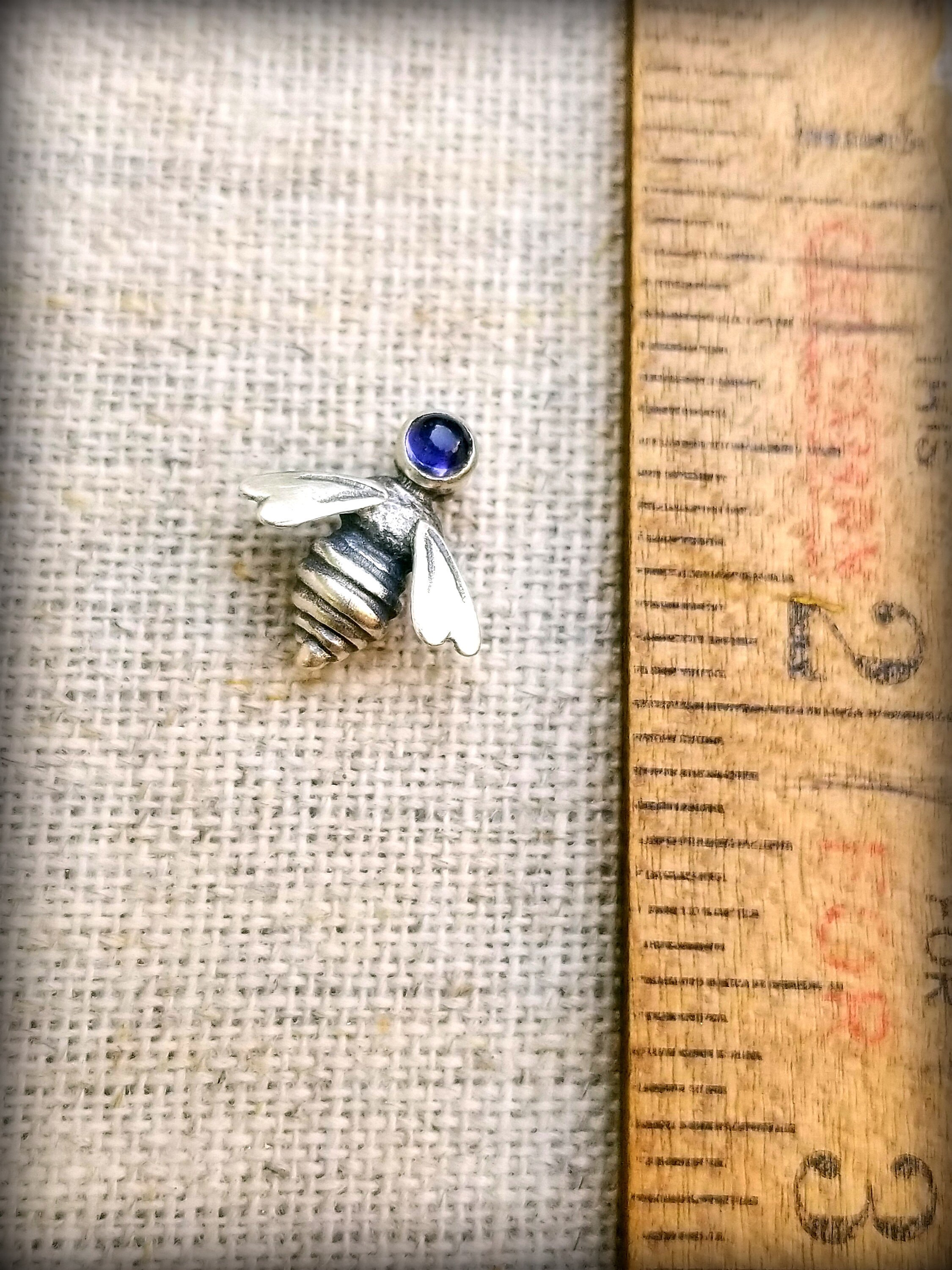 Silver Bee Stud Pin Bee Pin With Gemstone Bee Tie Tack | Etsy