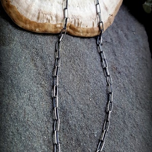 Oblong Link Chain Necklace, Sterling Rectangle Chain Necklace, 2.5mm ...