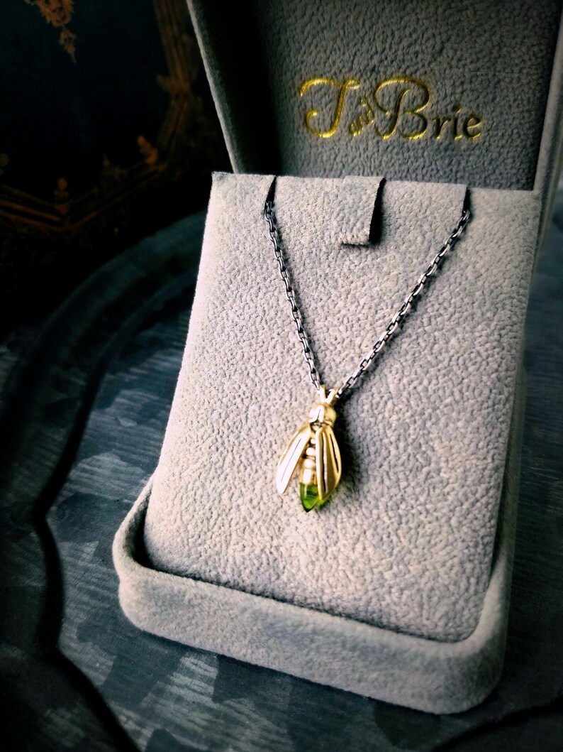 Gold Firefly Necklace 14k Gold Gemstone Firefly Gold Insect - Etsy