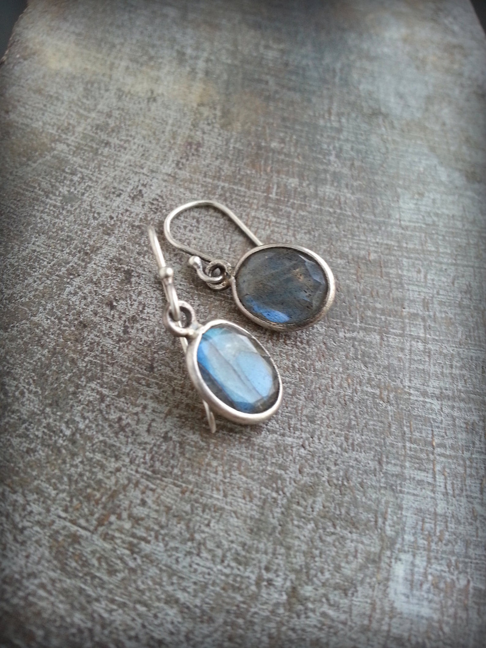 Labradorite Earrings, Faceted Labradorite Dangle Earrings, Rosecut ...