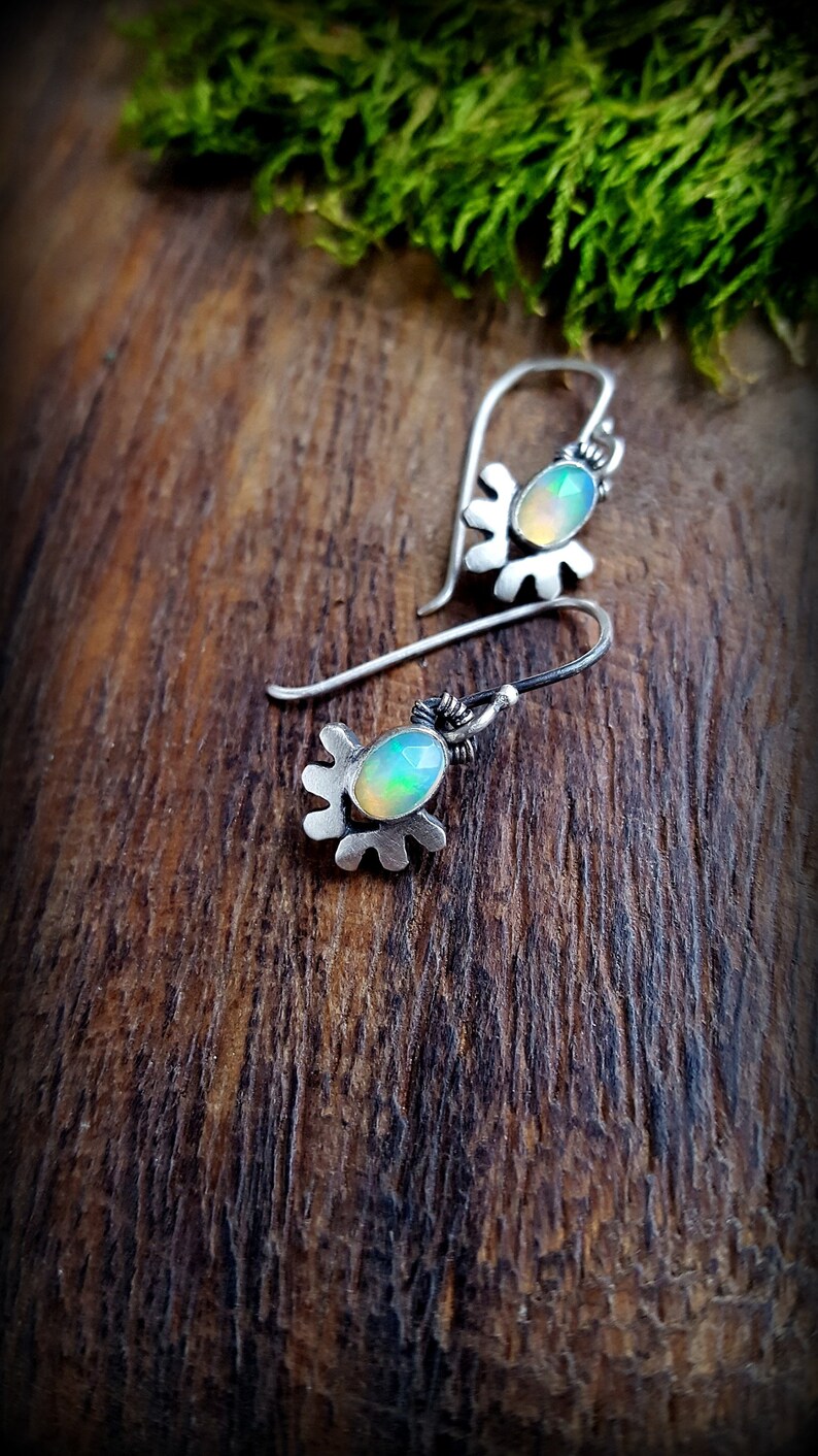 Opal Earrings Angel Earrings Opal Sterling Earrings Opal - Etsy