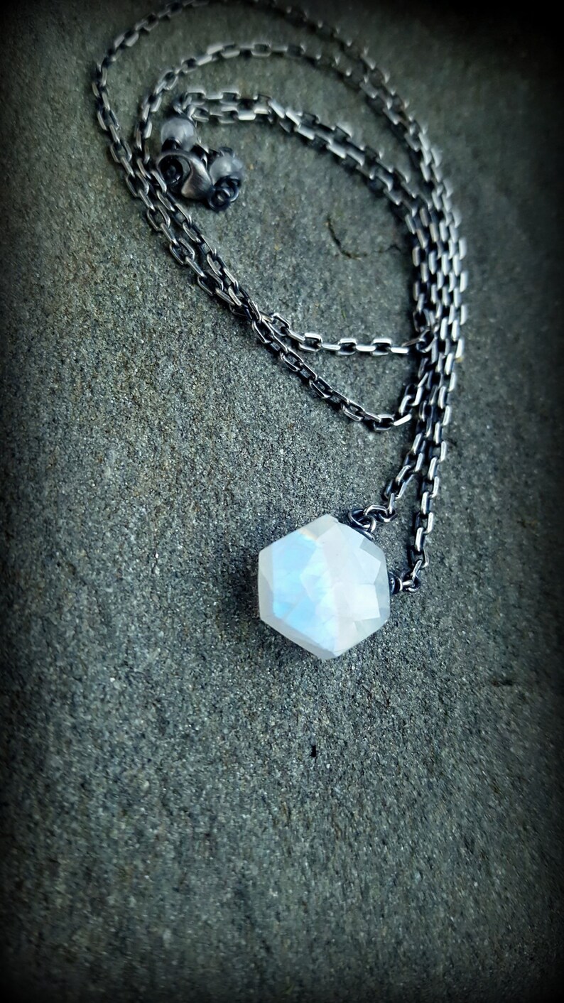 Magic Moonstone Hexagon Necklace Faceted Moonstone Amulet - Etsy