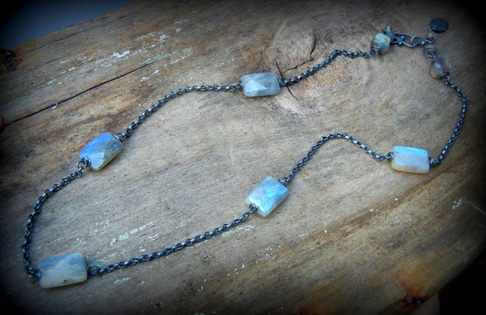 Labradorite Path Necklace Sterling Labradorite Station - Etsy