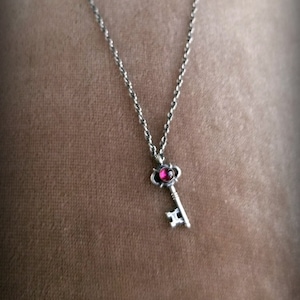 Cybele Key Necklace, Gemstone Key Charm Necklace, 14k Gold Key Charm ...