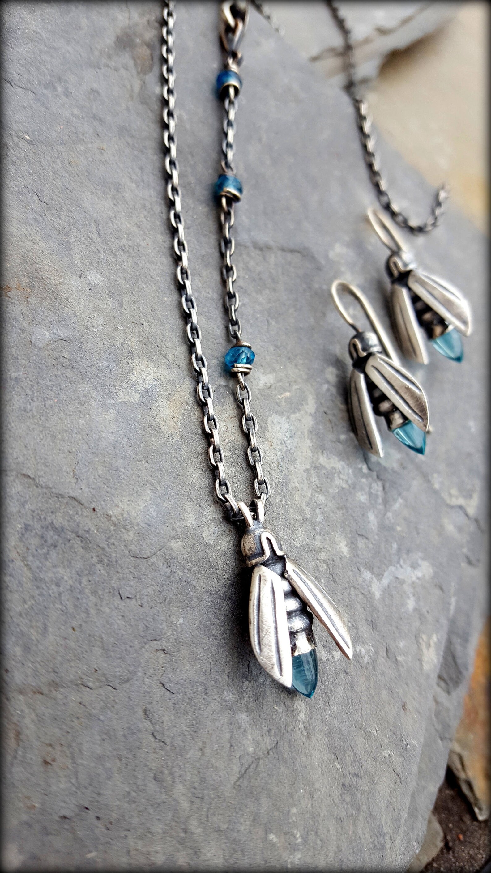 Blue Ghost Firefly Earrings Sterling Firefly Earrings Blue - Etsy