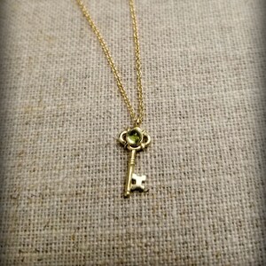 Cybele Key Necklace, Gemstone Key Charm Necklace, 14k Gold Key Charm ...