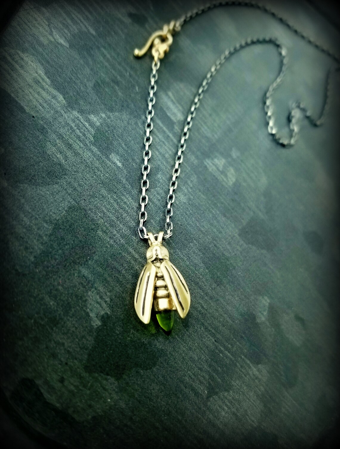 Gold Firefly Necklace 14k Gold Gemstone Firefly Gold Insect - Etsy