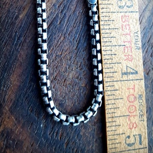 4mm Sterling Box Chain Necklace, Antiqued Silver Rounded Box Link ...