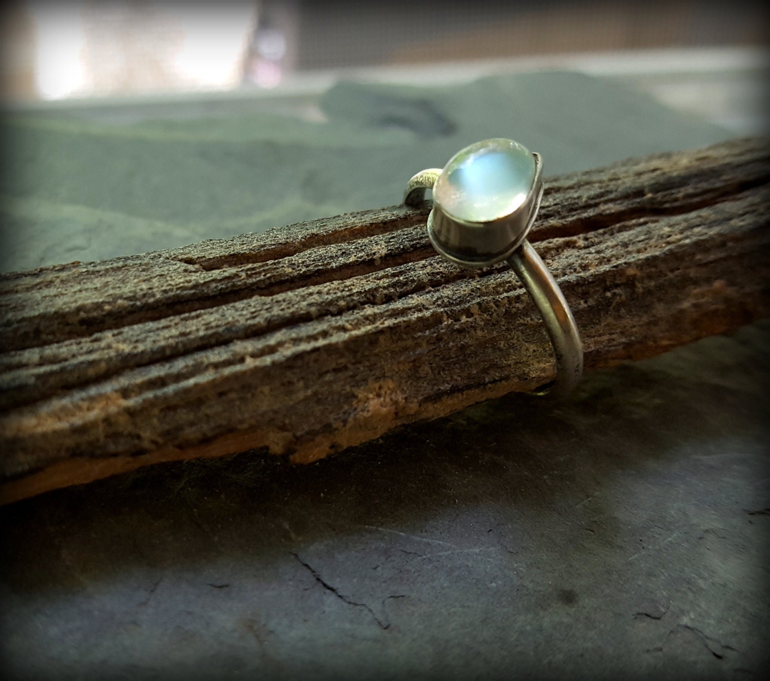 Adularia Moonstone Raindrop Ring Sterling Solitare High | Etsy