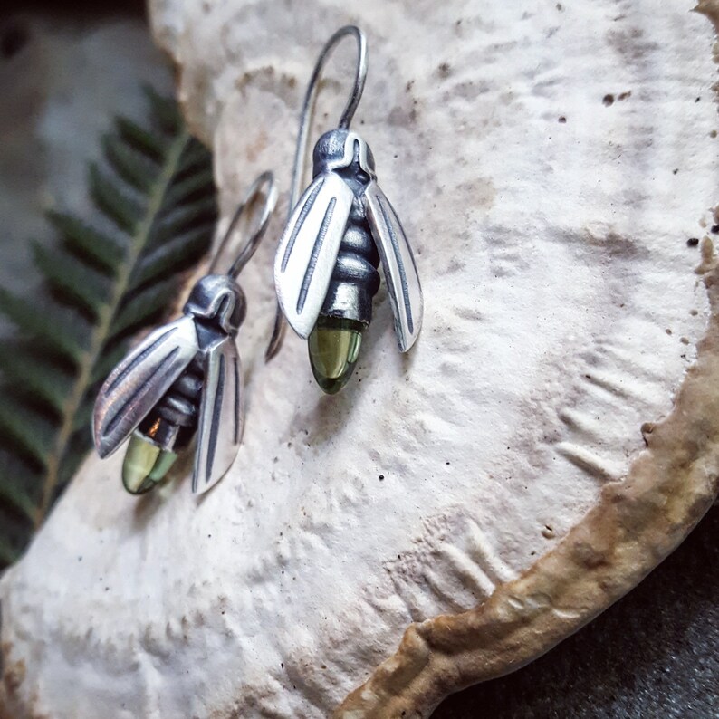 Firefly Earrings With Gem Firefly Stud Earrings SS Firefly - Etsy