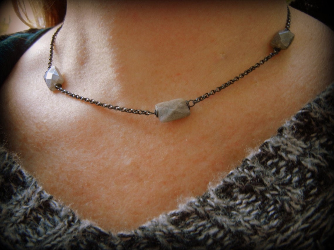 Labradorite Path Necklace Sterling Labradorite Station - Etsy
